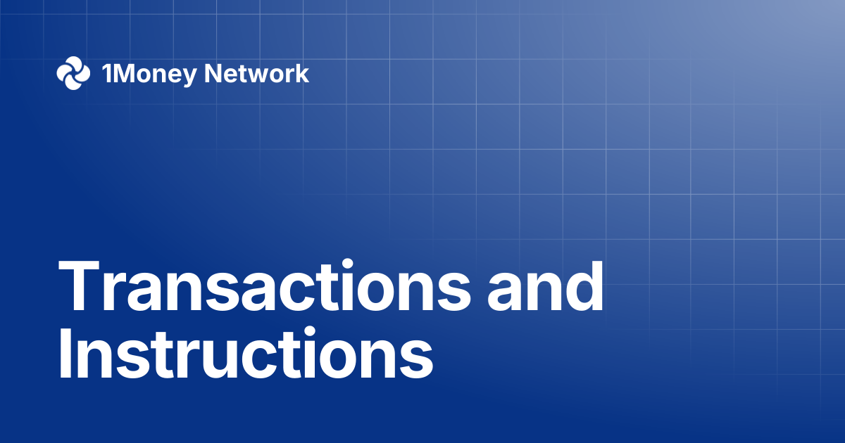 Transactions and Instructions | 1Money Network