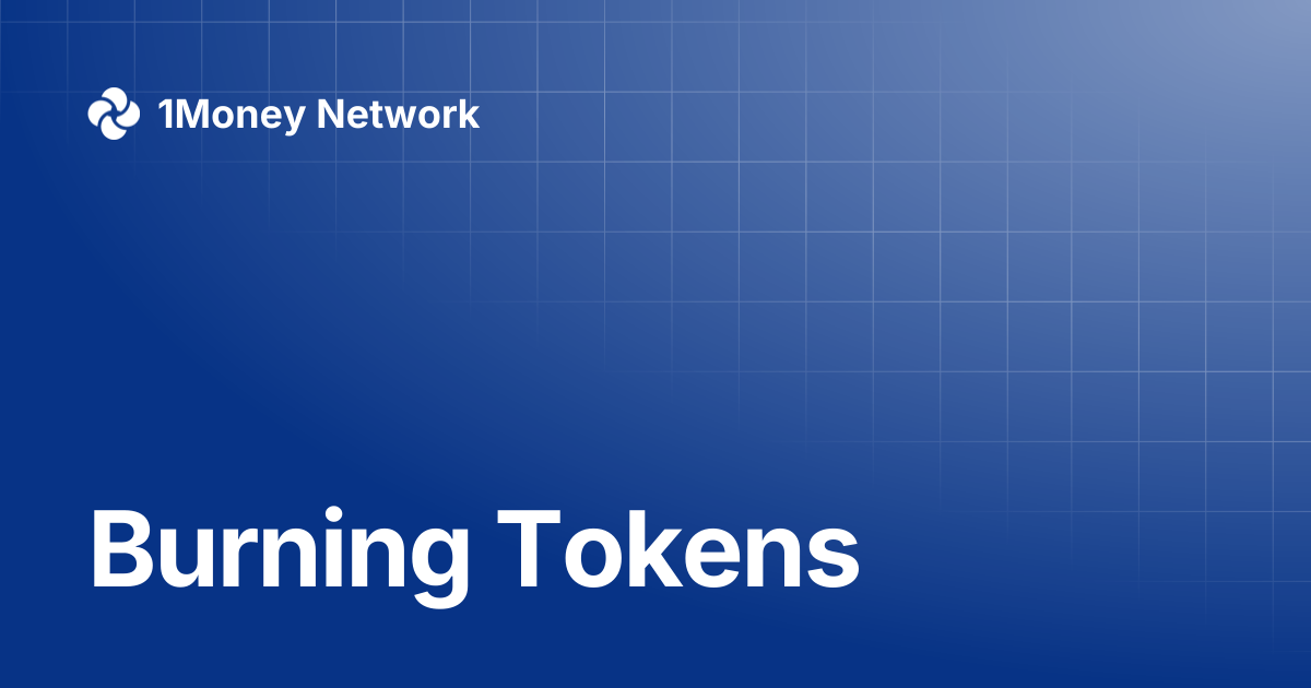 Burning Tokens | 1Money Network